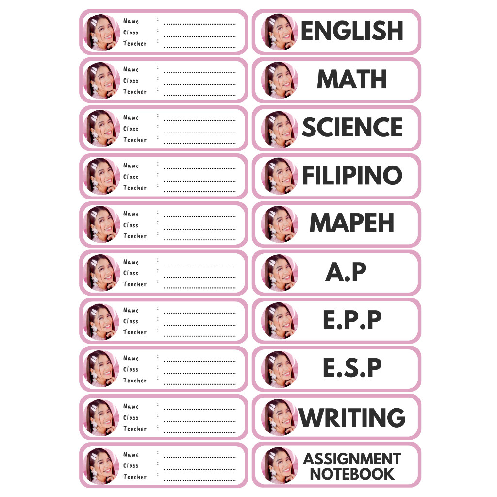 BINI AYA SUBJECT LABEL NAME LABEL | Shopee Philippines