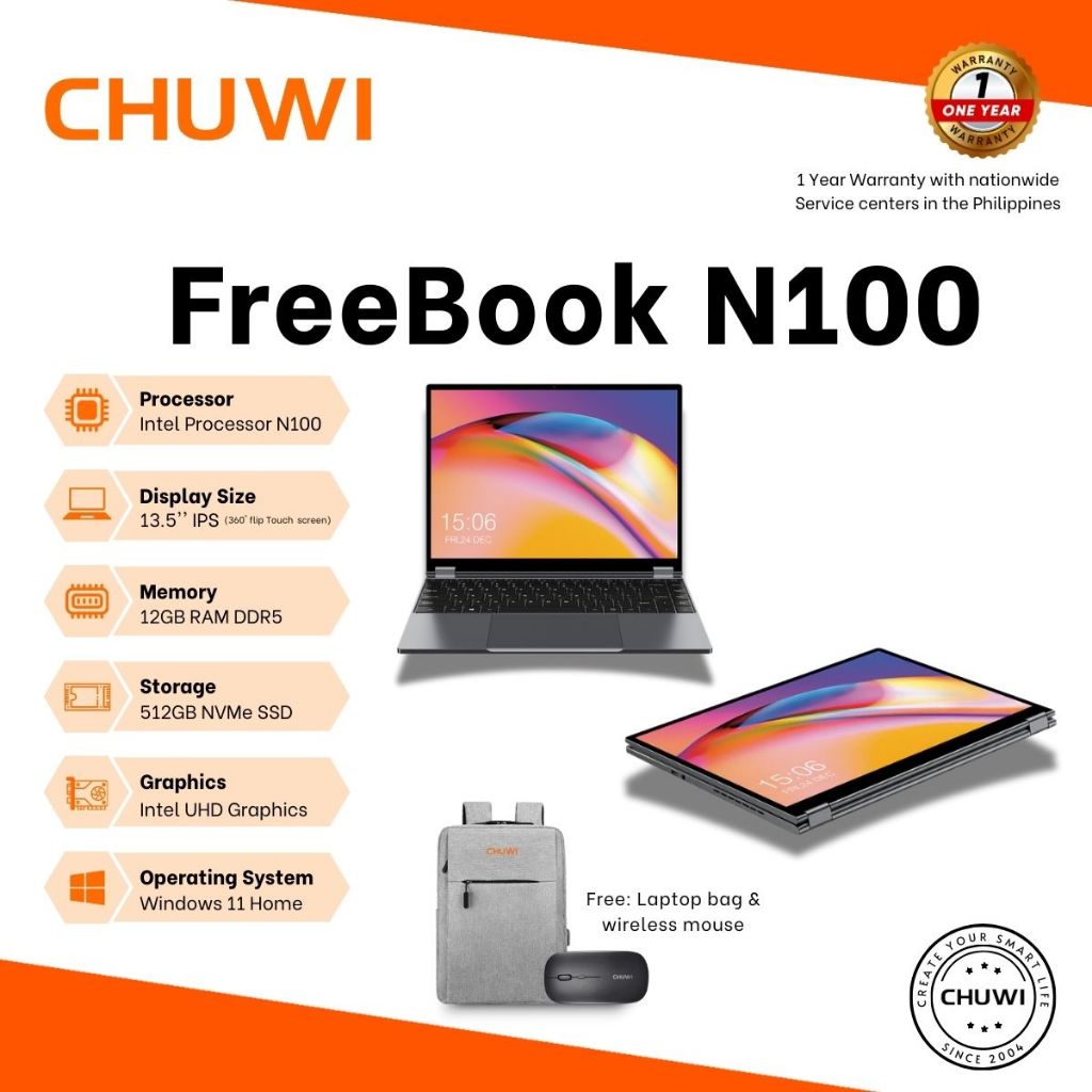 Chuwi FreeBook | Intel Processor N100 | 512GB SSD | 12GB RAM DDR5 ...