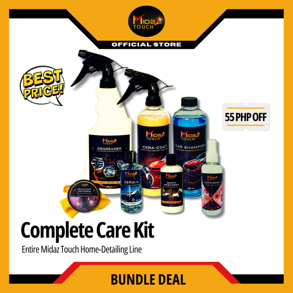 Midaz Touch Complete Car Care Kit | Home-Detailing Kit | Shampoo, Wax ...