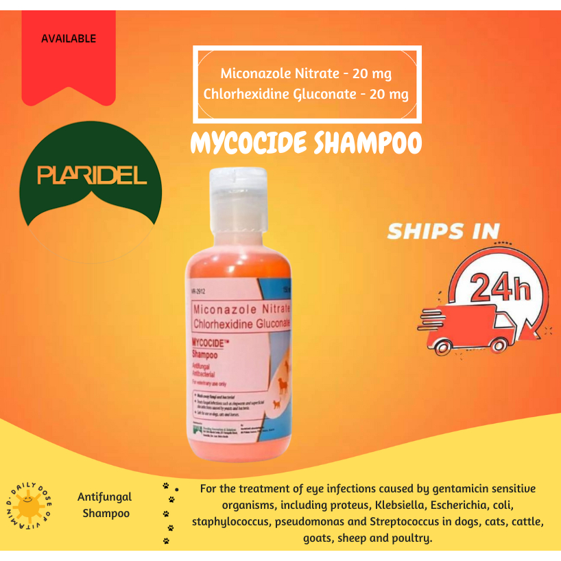 Mycocide Anti Fungal / Antibacterial Shampoo 150ml for Pets Dog and Cat ...