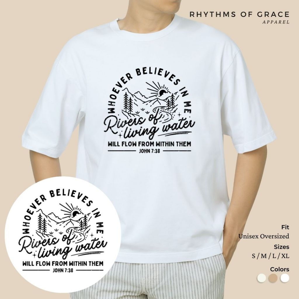 Rhythms of Grace Rivers of Living Water (B/W) Oversized Shirt Christian ...
