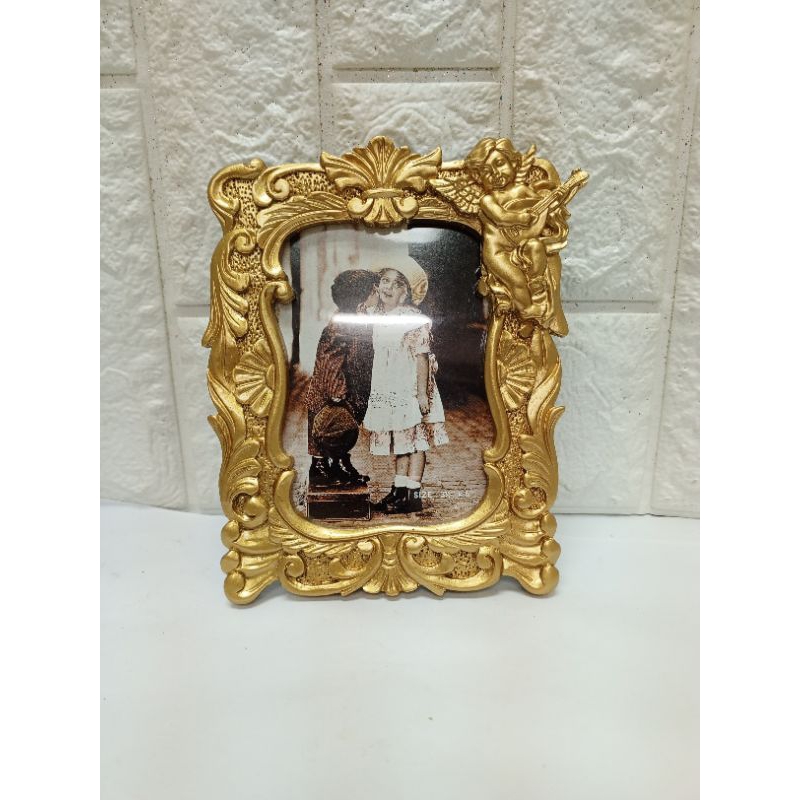 3.5x5inches Photo frame with angel gold color | Shopee Philippines
