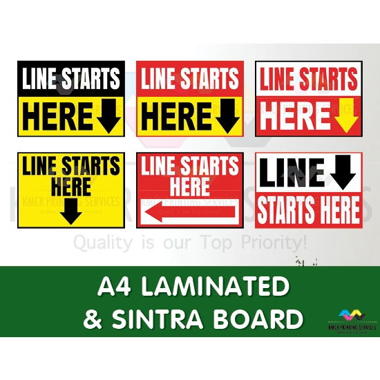 Line Starts Here Laminated | Sintra Board Signages | Shopee Philippines