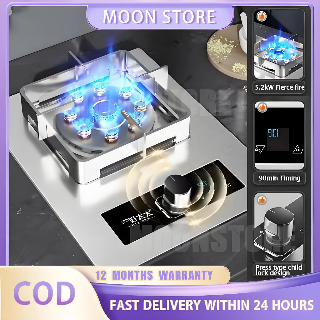 Gas Stove With Timer Stainless Steel Burner Stoves 2 in 1 Embedded ...