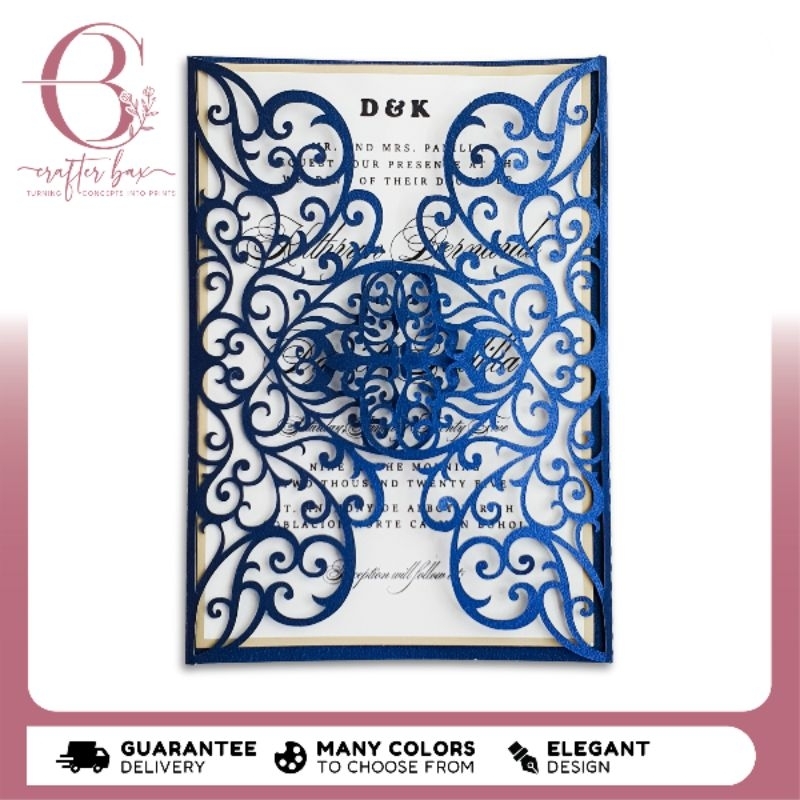 Lasercut Die Cut Feminine Minimalist Elegant 5x7 5R Gatefold Invitation ...