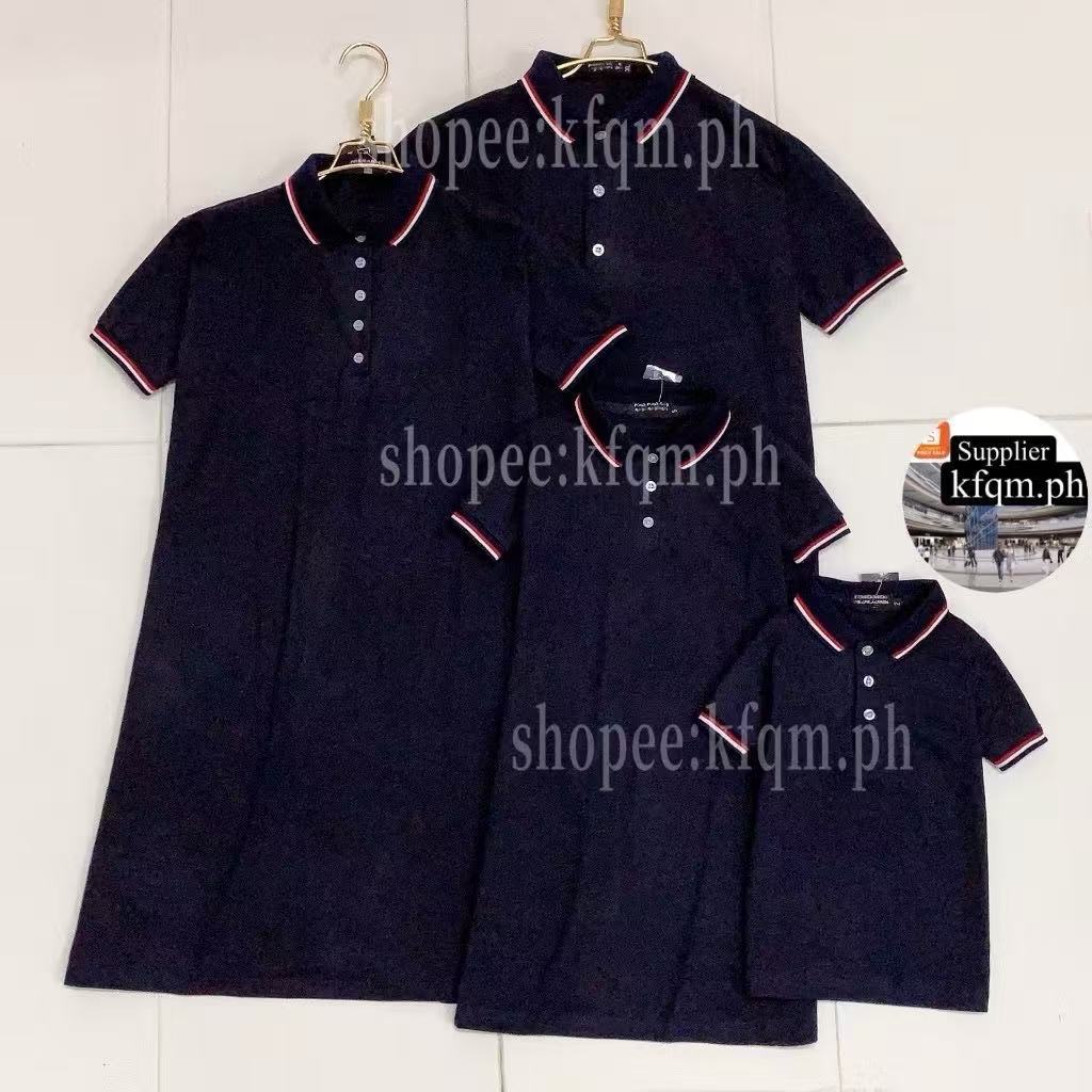 fashion navyblue color family set polo shirt dress uniform cotton LKD ...