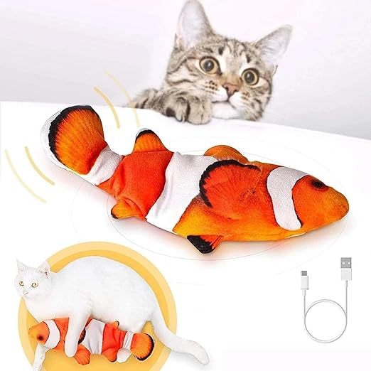 Flopping Cat Toy, USB Rechargeable, Moving Fish, Realistic Flopping ...