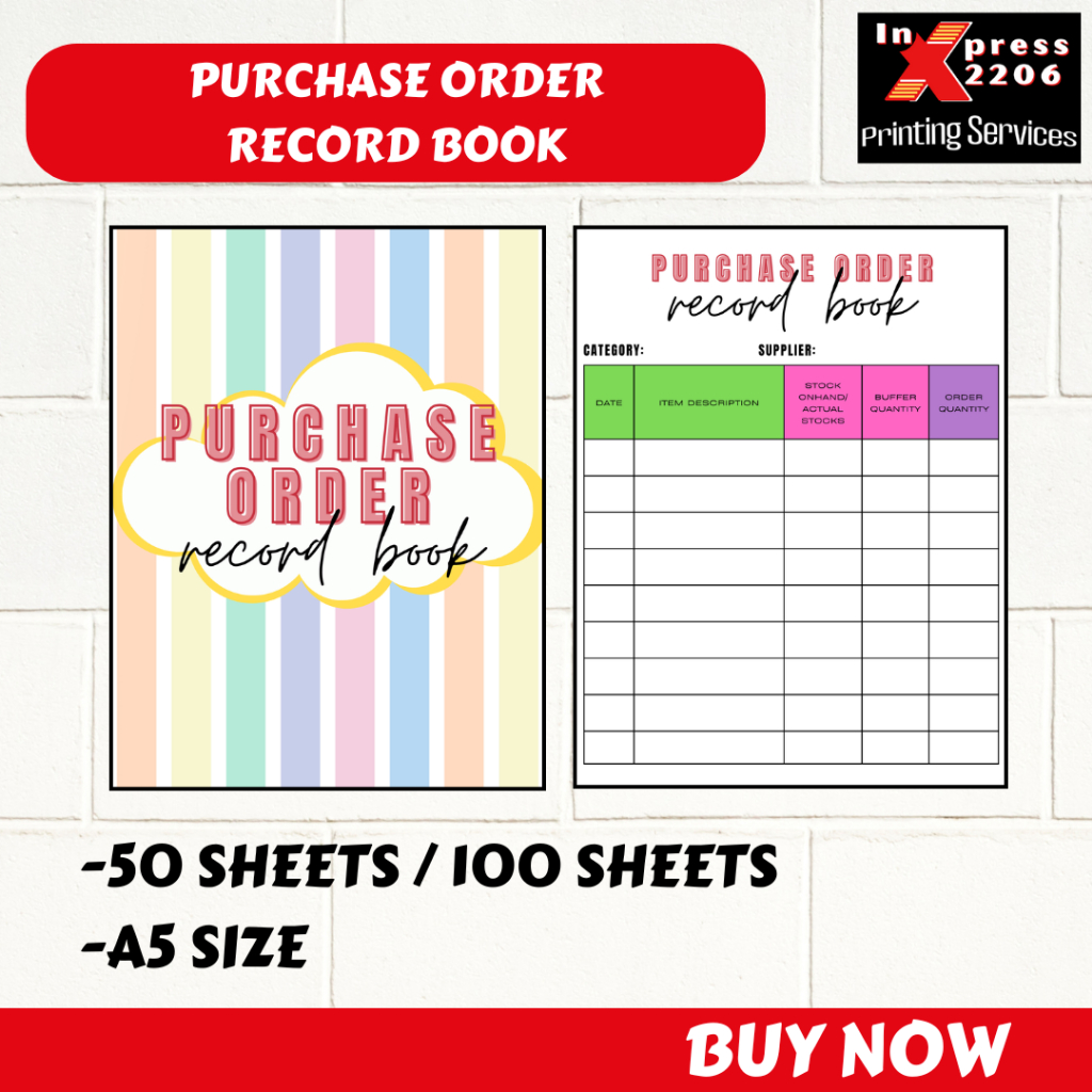 PURCHASE ORDER RECORD BOOK | Shopee Philippines