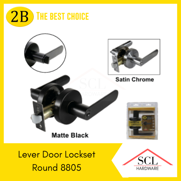 2B Lever Tubular Lockset Round Matte Black / Satin Chrome 8805 Lever ...