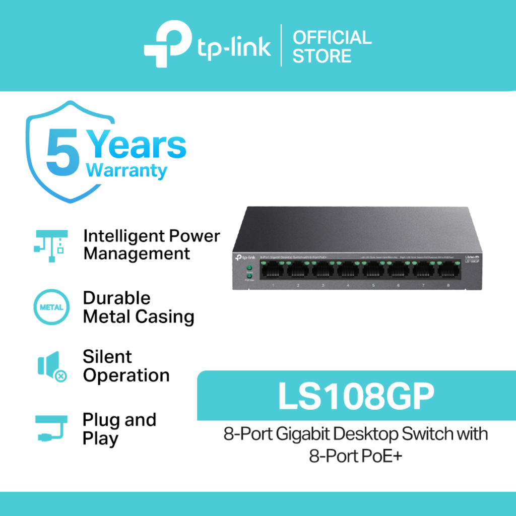 TP-Link | LS108GP | 8-Port | Gigabit | Desktop | Network | Switch | 8 ...