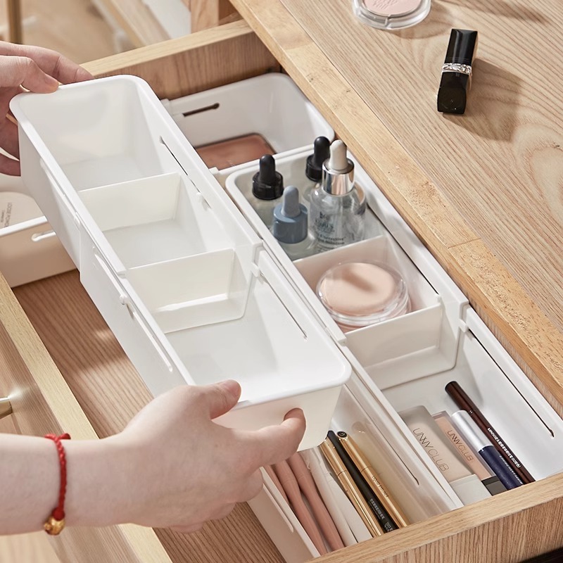Retractable Drawer Organizer with Divider Drawer Cabinet Storage Box ...