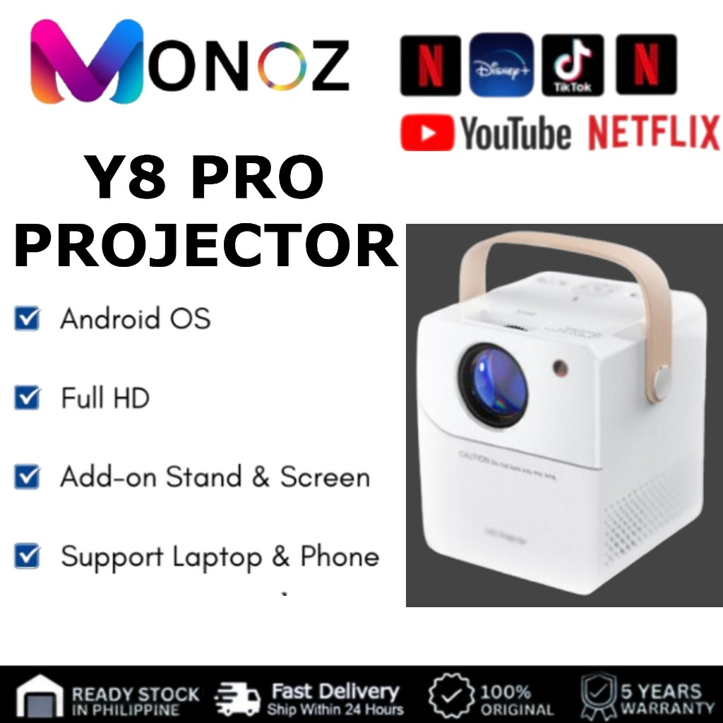 Projector Y8 Portable Smart Mini 6000 Lumens 4K HD 1080P Projector WiFi ...