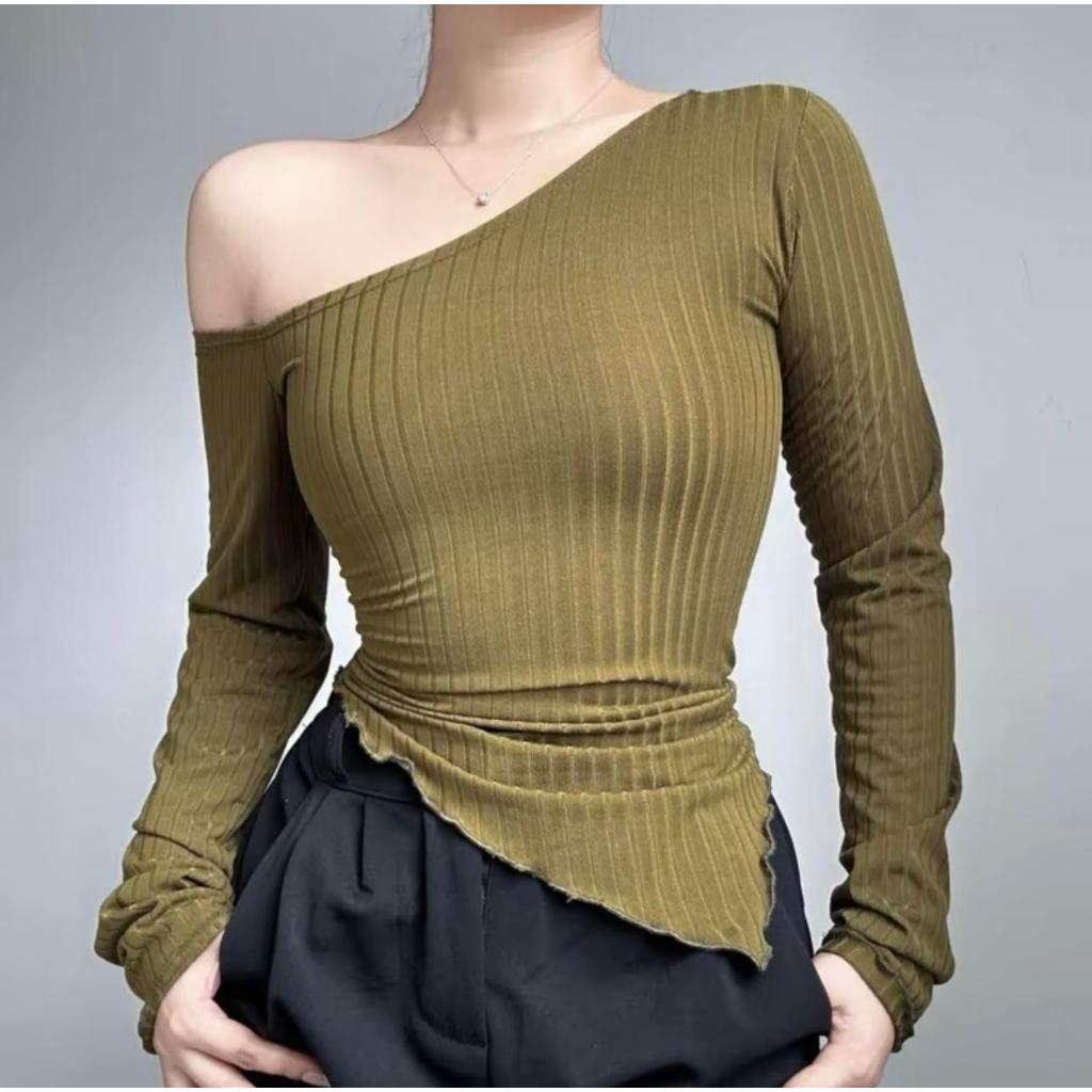 Pearlene Asymmetrical Knitted Longsleeve for Women - Women's Knitwear ...