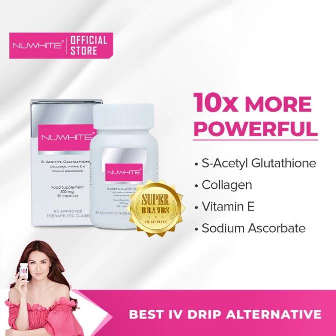 Nuwhite S-Acetyl Glutathione with Collagen Sodium Ascorbate and Vitamin E 30 Caps | Shopee ...