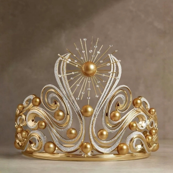 JP101 Miss Universe 2024 Lumiere De LInfini yellow pearl pageant Crown ...