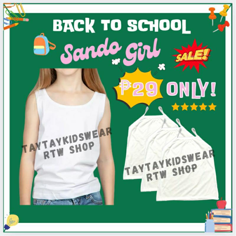 WHITE SANDO SCHOOL UNIFORM INNER SANDO for kids clothes girl cotton ...