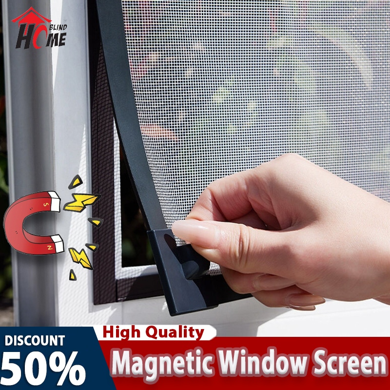 Magnetic Screen Window with Frame Anti Mosquito Screen Net DIY Easy ...