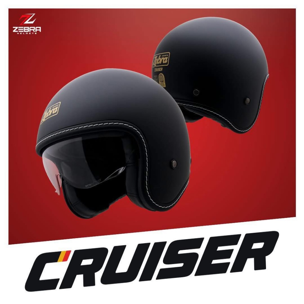 ZEBRA 807 CRUISER Motorcycle Classic Helmet half face single visor ...