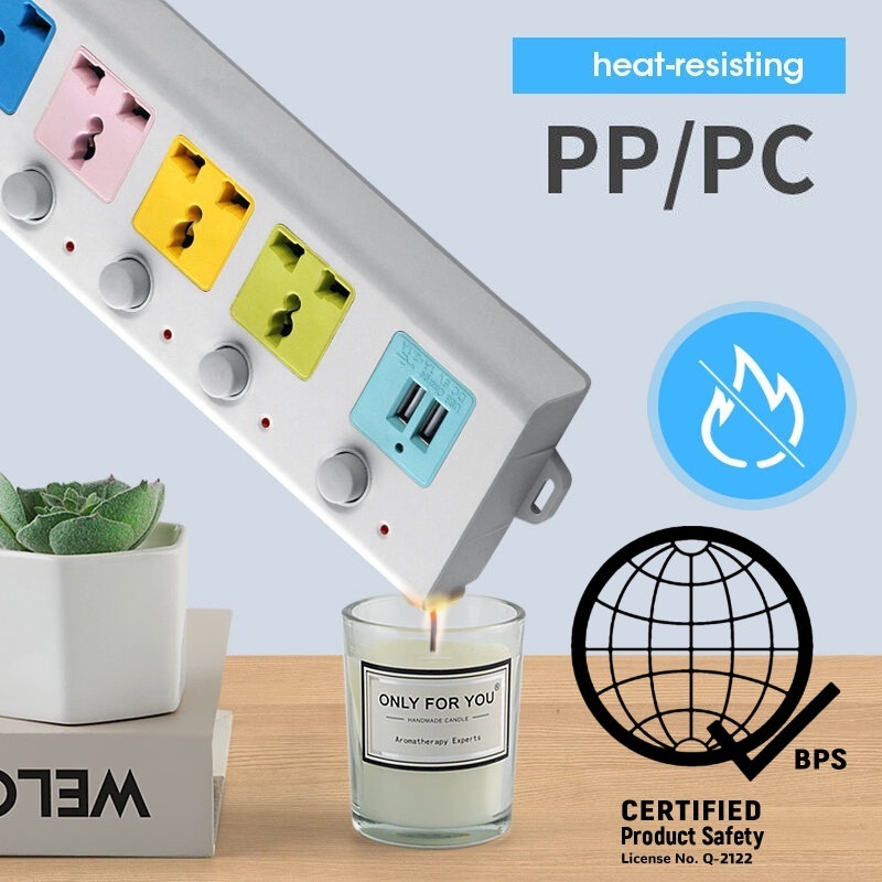 Multi-Function Socket Extension Outlet with 4 Power Socket AND 2 USB ...