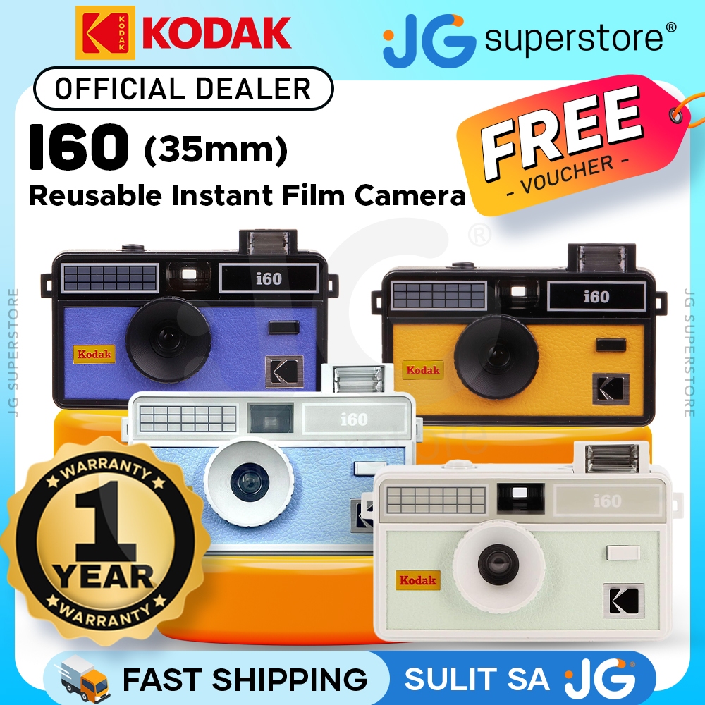 KODAK i60 Reusable Instant Film Camera 35mm Manual Fixed Focus Wide Angle Lens Built-in Pop Up ...