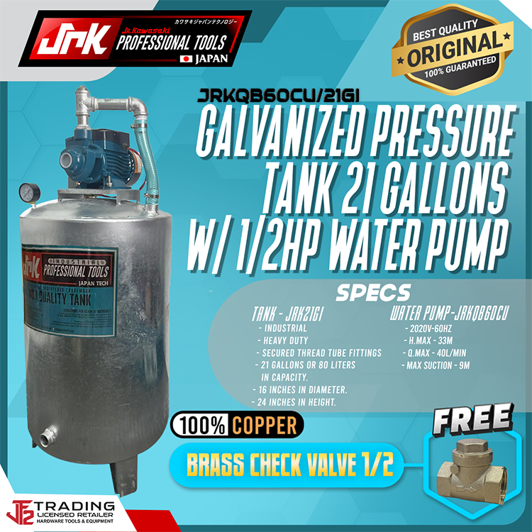 Extreme 21Gallons Galvanized Water Tank w/ JRKQB60CU 100% COPPER or ...