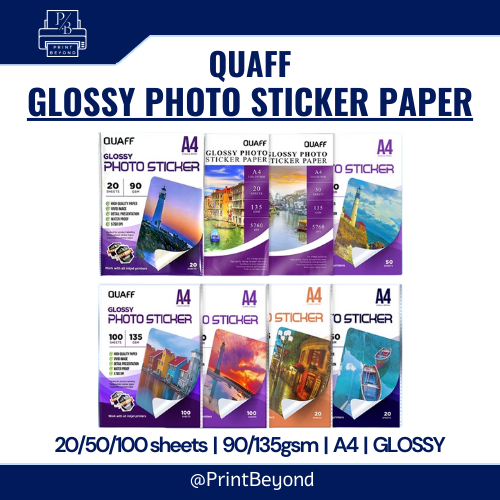 QUAFF Glossy Inkjet Photo Sticker Paper 90gsm/135gsm A4 20sheets ...