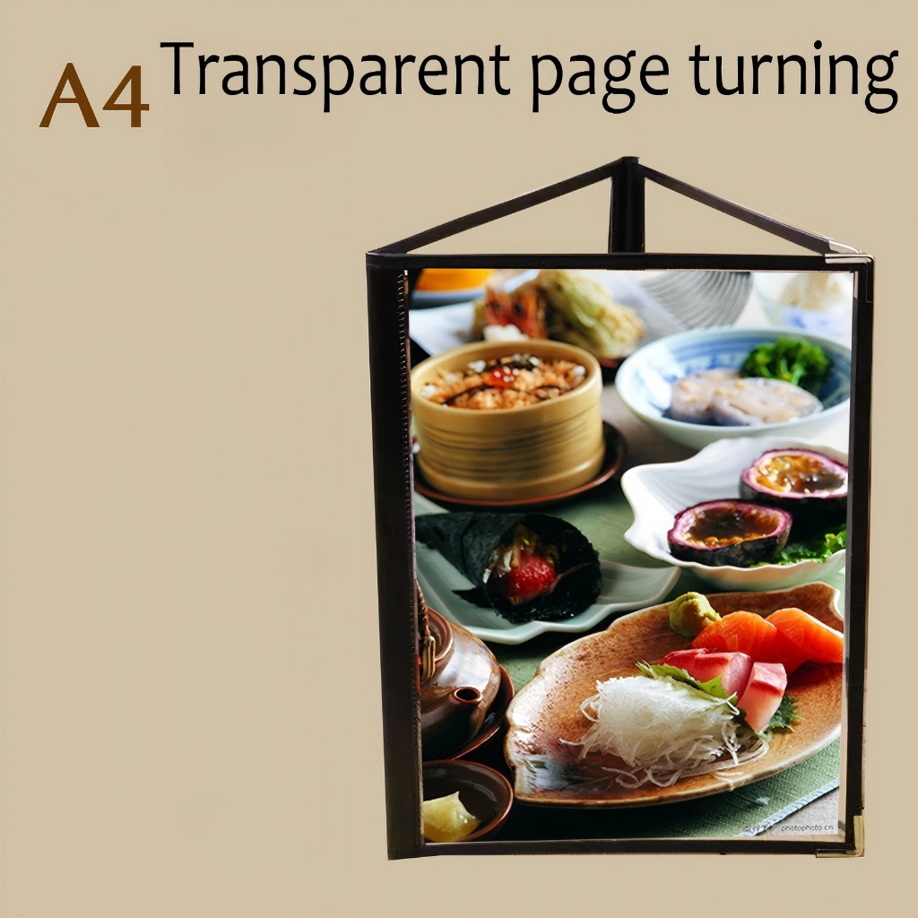 A4 Transparent Cover Menu Book Menu Holder Menu Rack Menu Stand with 3 ...