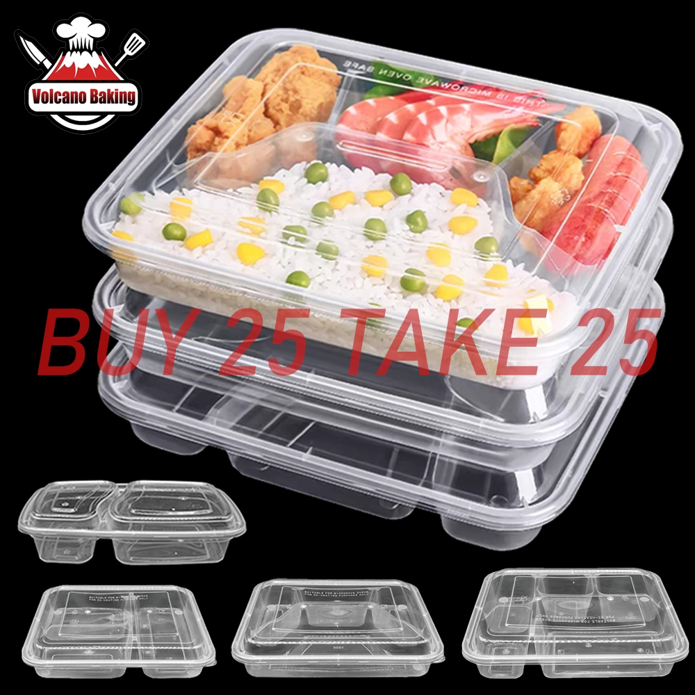 50pcs Disposable Lunch Box 2/3/4/5 Grid Partition Takeaway Packaging ...