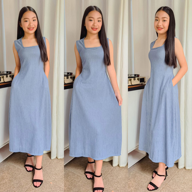MINAH SQUARE NECK MAXI DRESS FOR KIDS/PRE TEENS (7-15 YRS OLD) | Shopee ...