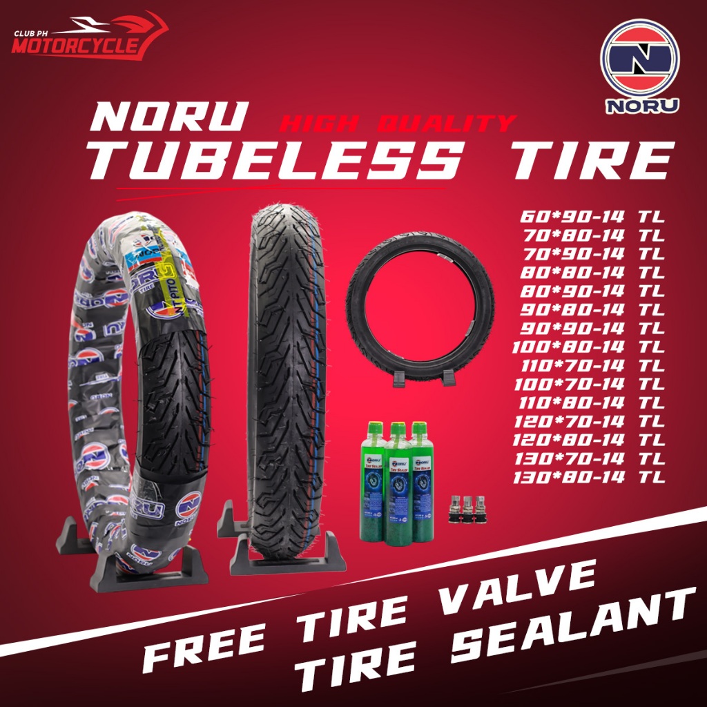 NORU TUBELESS TIRE 14TL FOR MOTORCYCLE TUBELESS 90/90-14 70/90-14 80/80 ...