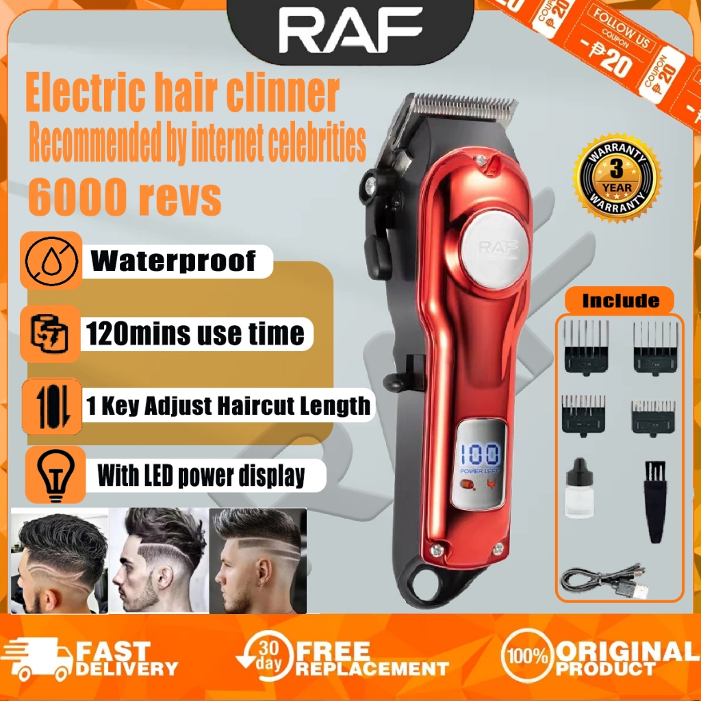 RAF Razor Hair Cut Rechargeable Hair Clipper Cordless LCD Monitor ...