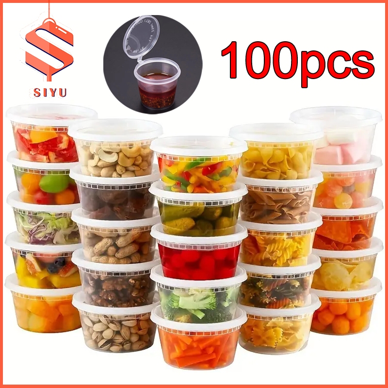100pcs Hinged Sauce Cup Takeaway Sauce Cup Food Containers With Hinged ...