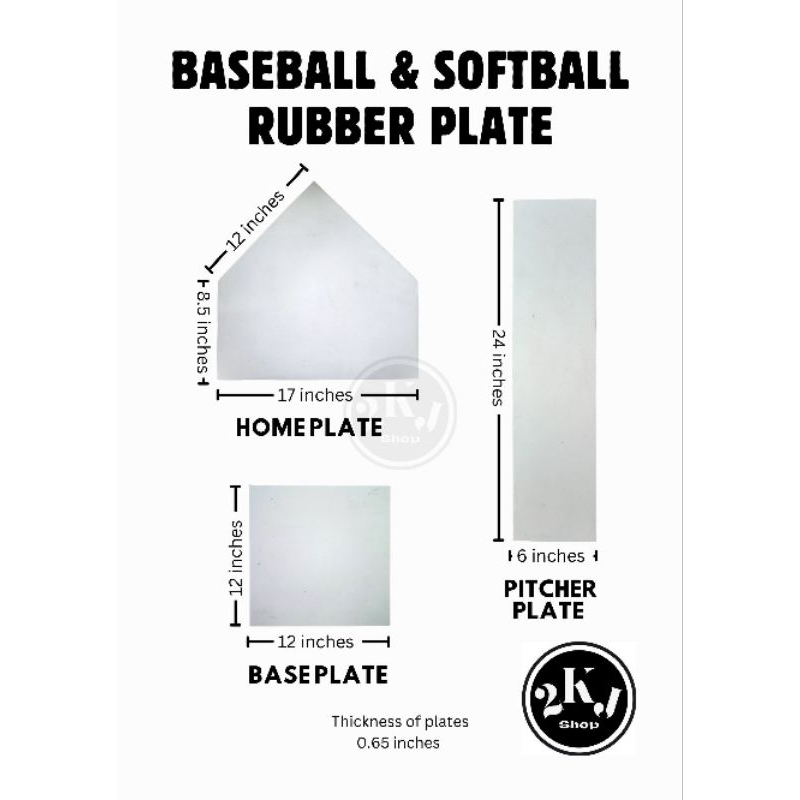 Baseball and Softball Rubber Plate ( HOME PLATE / PITCHER PLATE / BASE ...