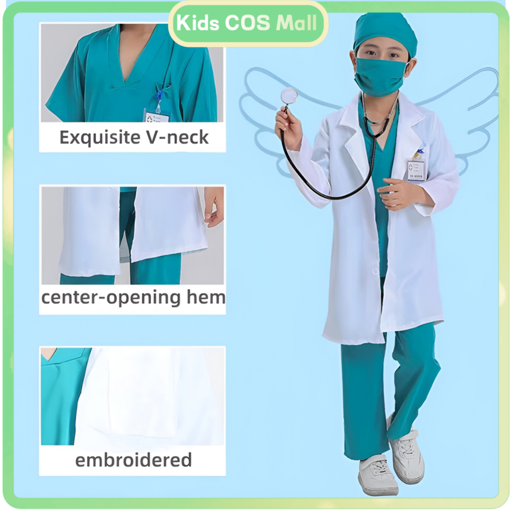 Surgical Nurse Professional Uniform Cosplay for Kids Boys Girl Doctor ...