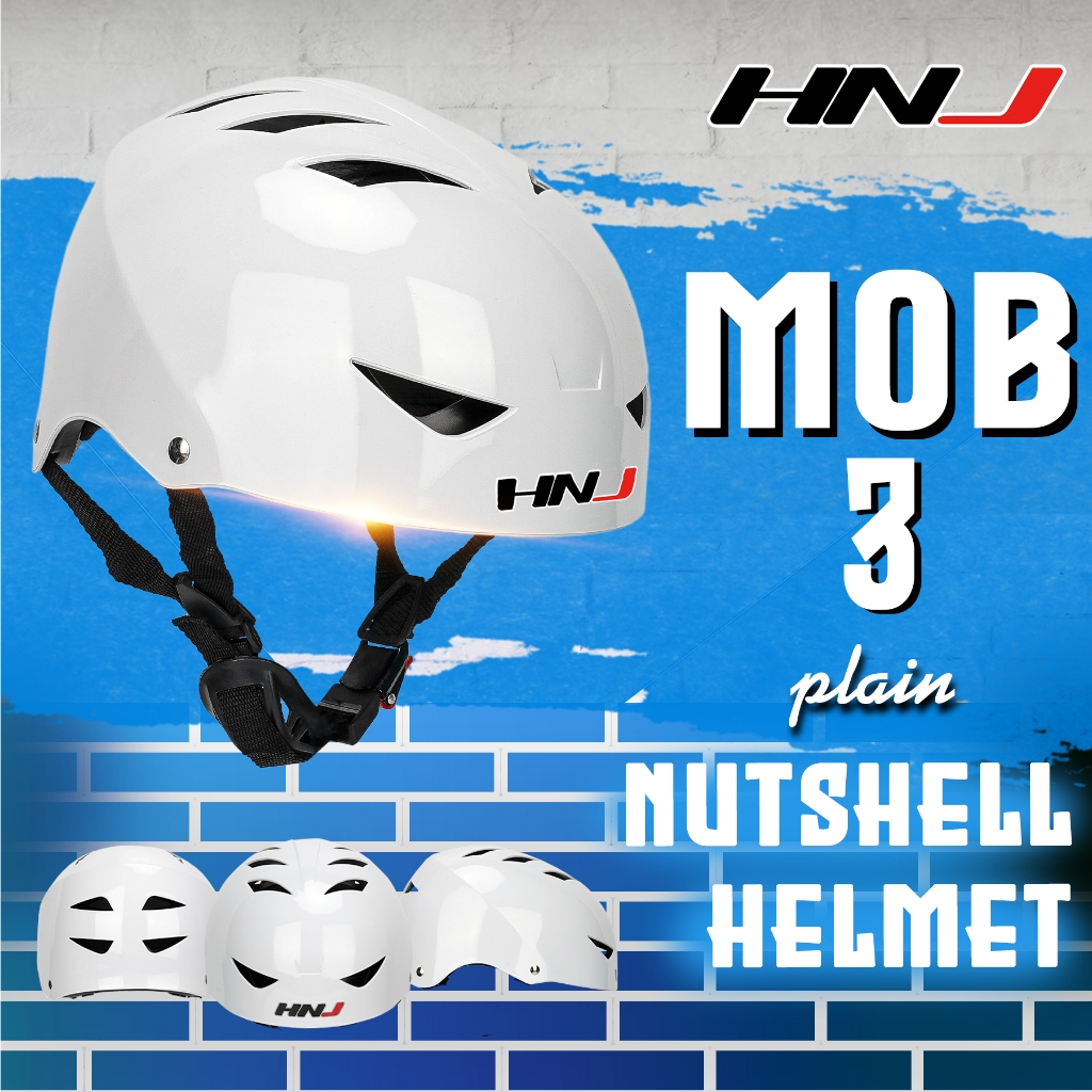 HNJ Mob-3 Plain Nutshell Open Face Helmet motorcycle bike helmet for ...