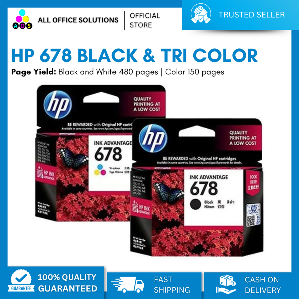 Original HP 678 Tri-color and Black Ink Advantage Cartridge | Shopee ...