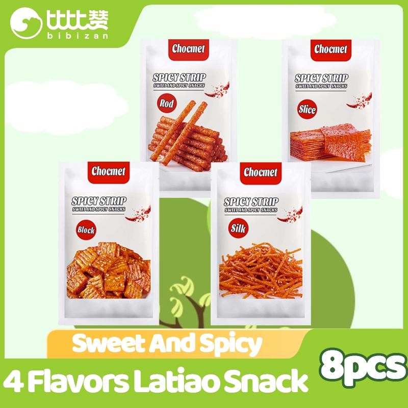 CHOCMET 4 Flavors Latiao 8pcs Spicy Stick Snacks Spicy Chips Chinese ...