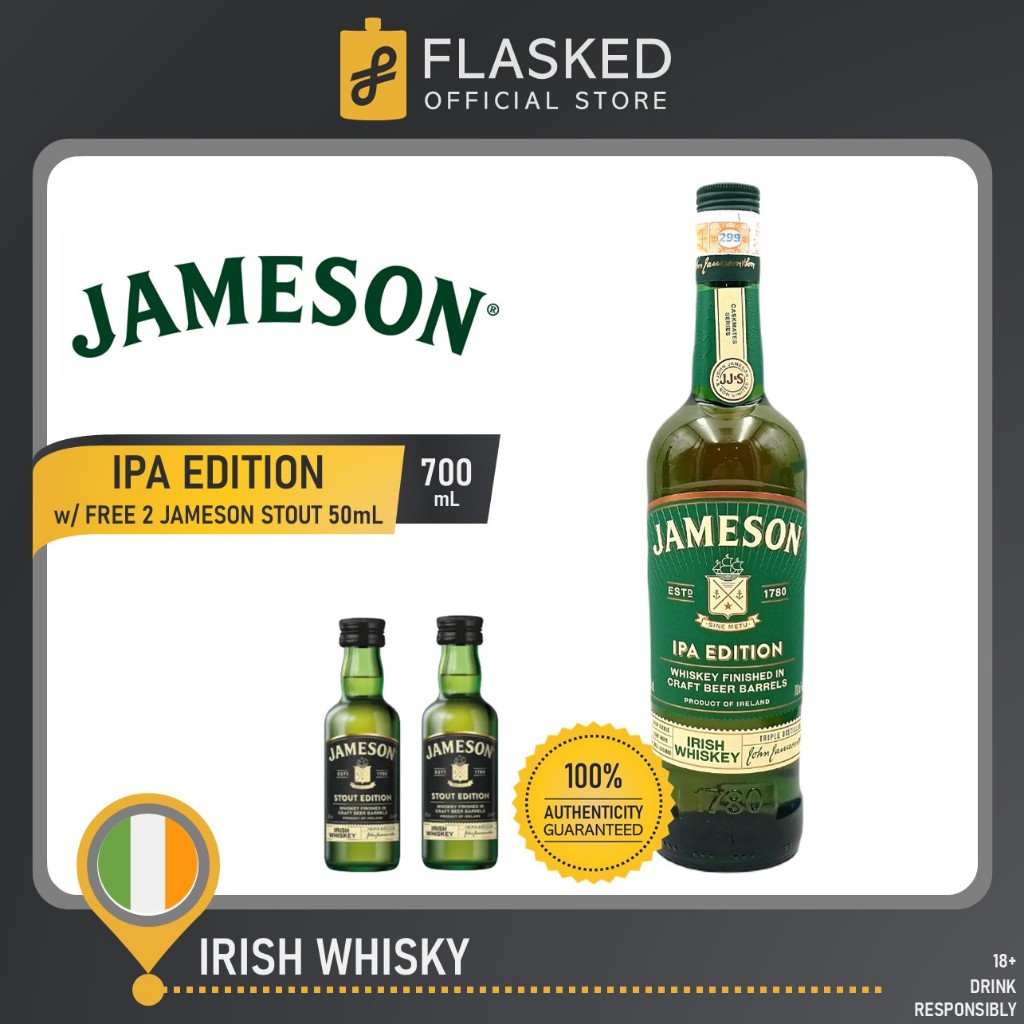Jameson Irish Whiskey IPA Edition 700mL with FREE 2 Jameson Stout 50ml ...