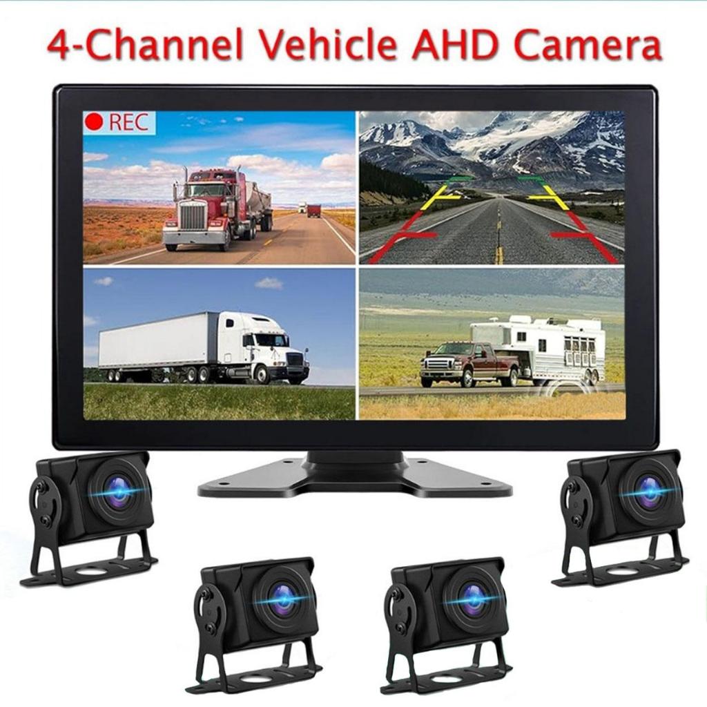 9 inch 4K Ultra HD DVR Monitor 4 Camera Vehicle Dash Cam AHD Camera ...