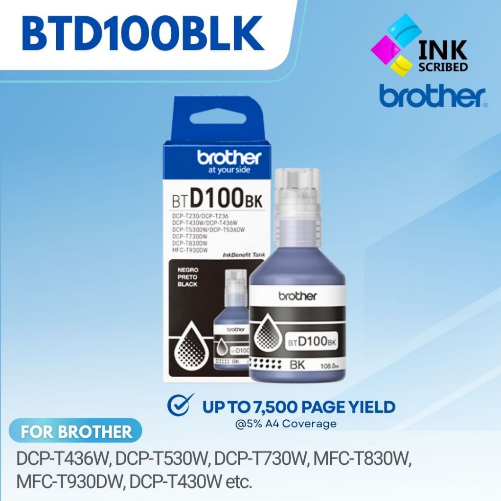 Brother BTD100Blk BTD100 Cyan Magenta Yellow for DCP-T530W, DCP-T730W ...