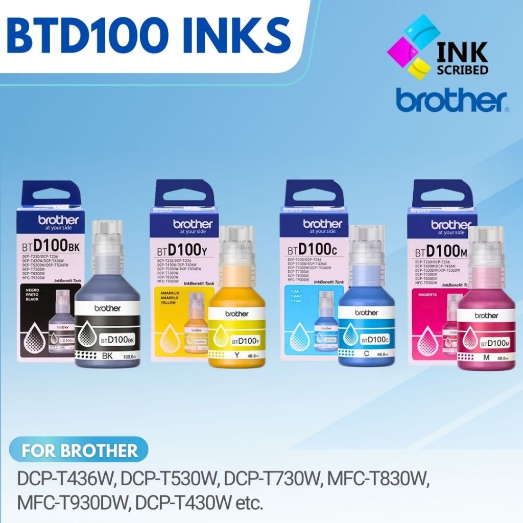 Brother BTD100Blk BTD100 Cyan Magenta Yellow for DCP-T530W, DCP-T730W ...