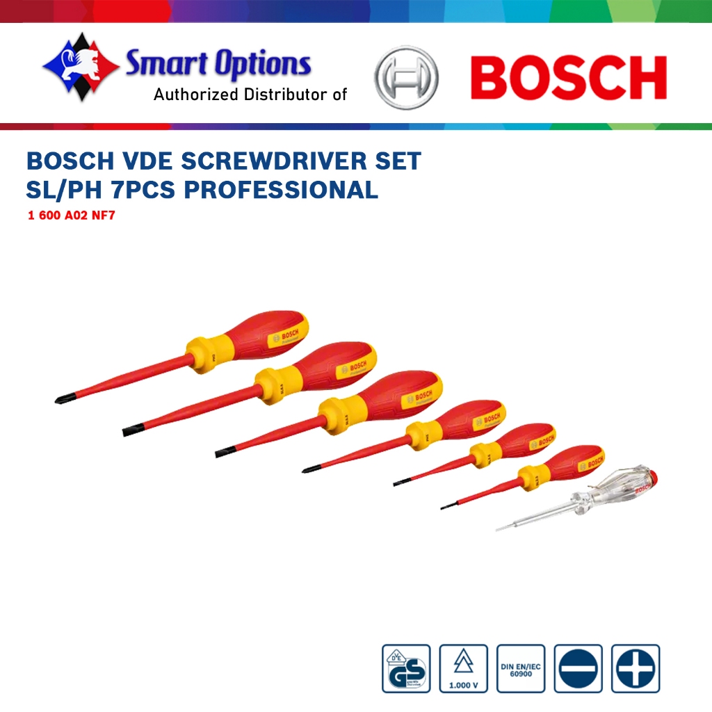 BOSCH VDE SCREWDRIVER SET SL/PH 7PCS/SET COMBO KIT | Shopee Philippines
