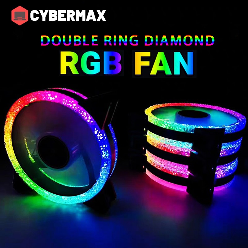 YGT PC FAN DOUBLE RING DIAMOND Rainbow RGB 120mm Case Fan Chassis ...