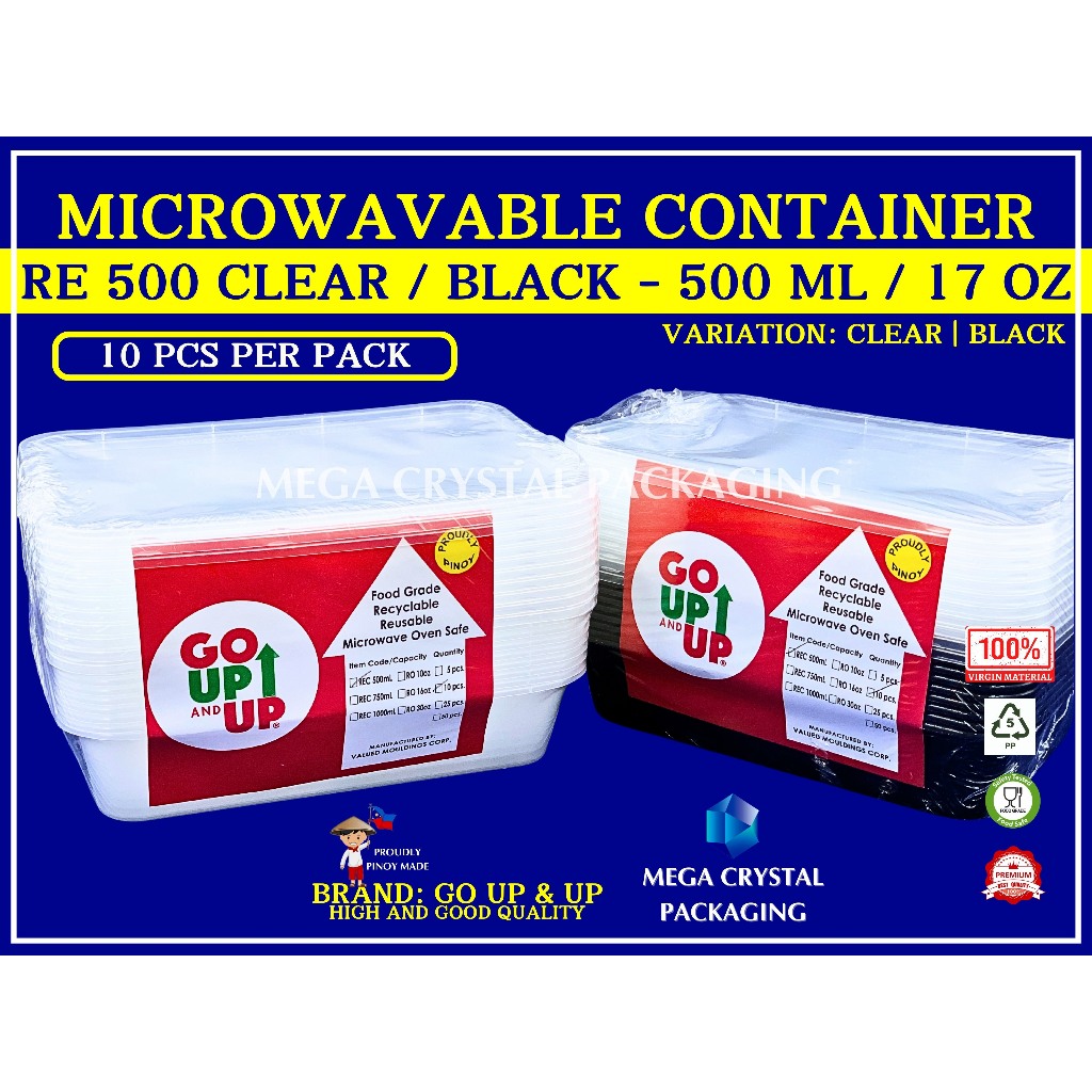 [ 10 Pcs ] Microwavable Container RE 500 - Rectangular 500 ml CLEAR ...