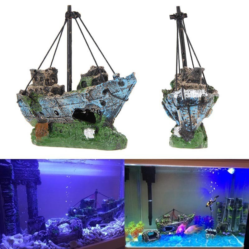 Simulation Pirate Ship Aquarium Decor Plastic Boat | Realistic Design ...