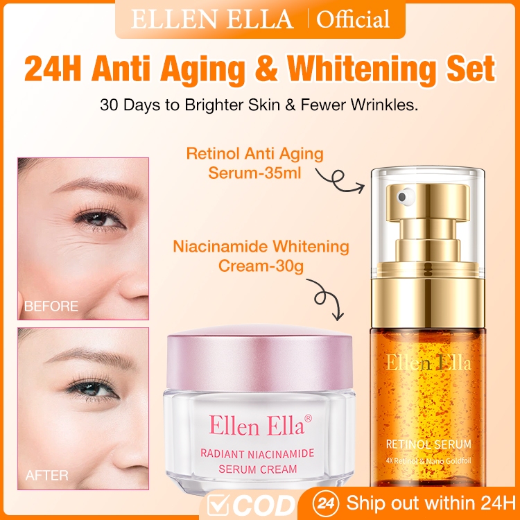Ellen Ella Niacinamide Serum Whitening Cream 30g & Retinol Anti Aging ...