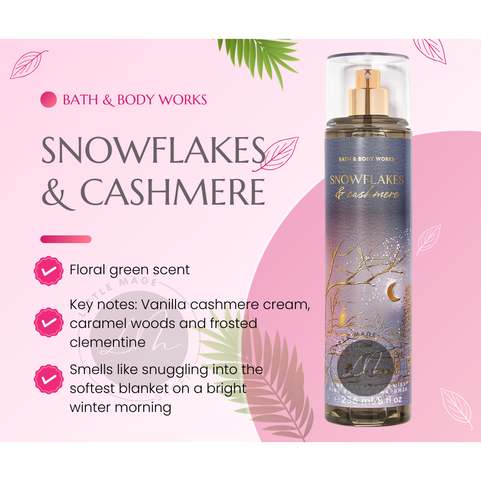 BATH & BODY WORKS | BBW SNOWFLAKES AND CASHMERE FLORAL GREEN FINE FRAGRANCE MIST 236 mL | Shopee ...