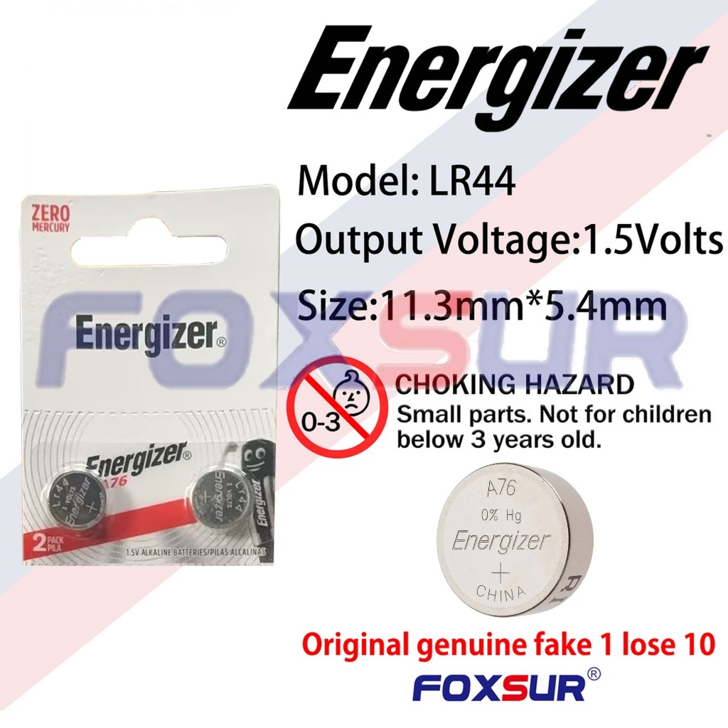 Energizer LR44 A76 Battery (2 pcs) Special Alkaline Button Cell LR-44 A ...