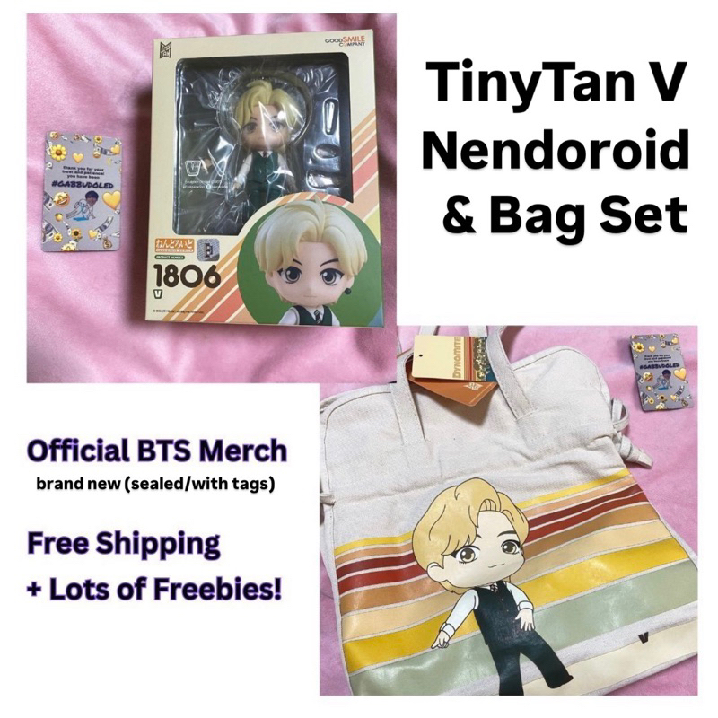 BTS V Nendoroid Set [Nendo + TinyTan Tote Bag] Official Merch Taehyung Tae Dynamite Tiny Tan ...