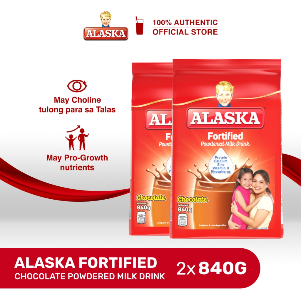 Alaska Fortified Powdered Milk Drink Choco Pouch 840g | Set of 2 ...
